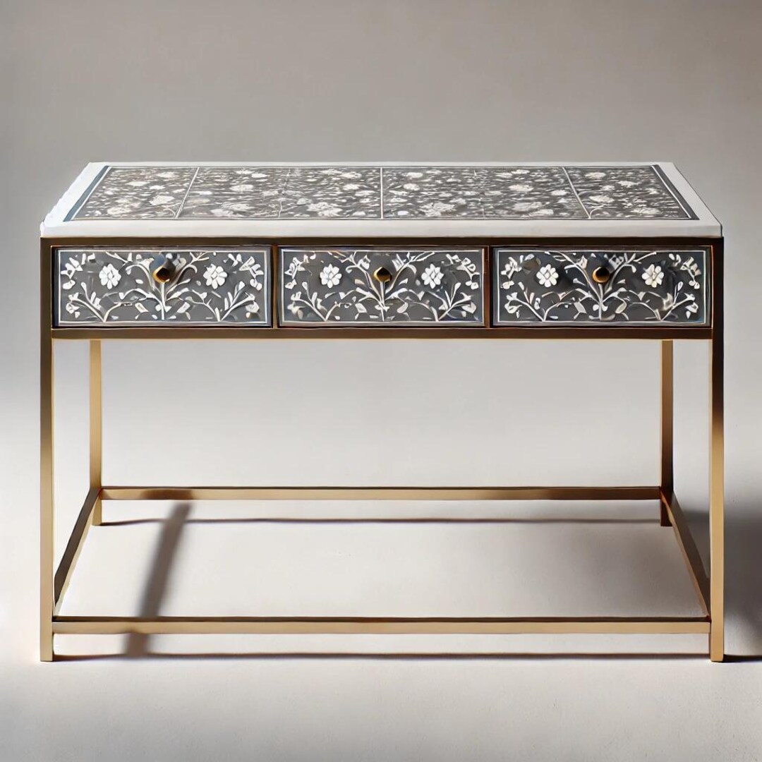 Duty Tariff Included, Bone Inlay Work Desk, Bone Inlay Entryway Table ...