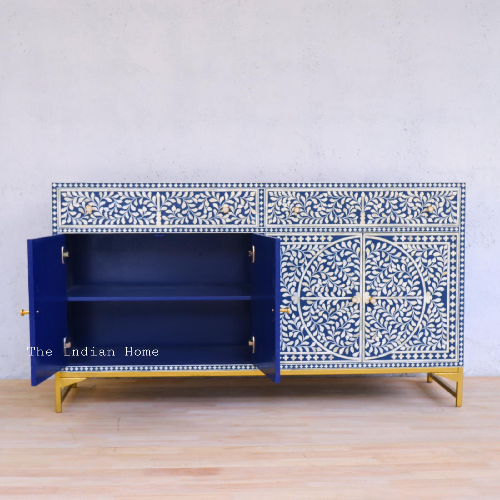 Bone Inlay Buffet Navy, Bone Inlay Dresser, Bone Inlay Sideboard, Bone ...