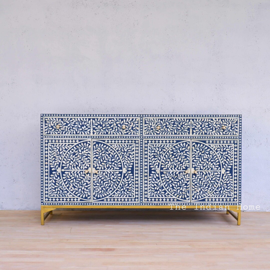 Bone Inlay Buffet Navy, Bone Inlay Dresser, Bone Inlay Sideboard, Bone ...