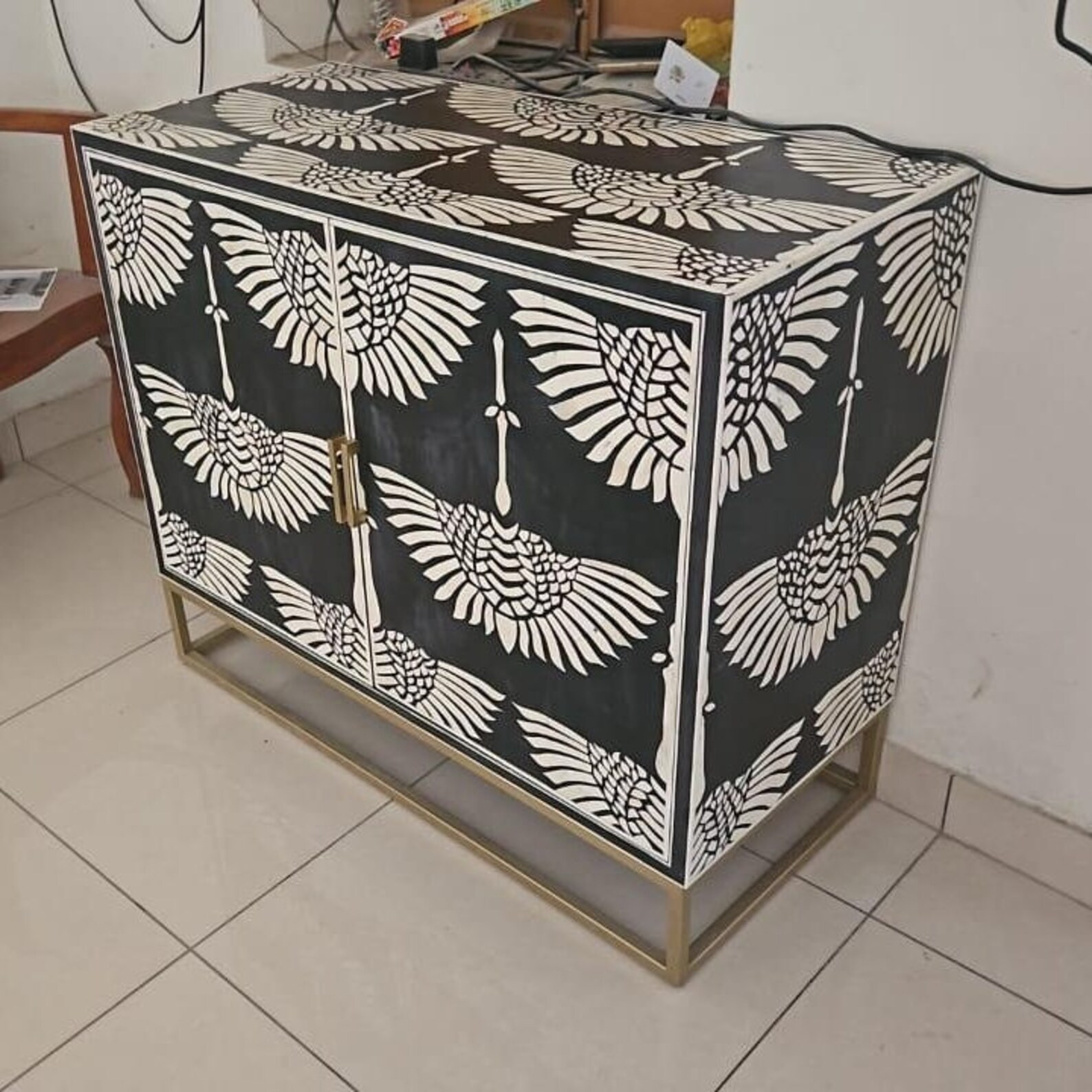 Bone Inlay Swan Chest of Drawer, Bone Inlay Dresser, Bone Inlay ...