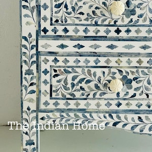 Blue Dyed Bone Inlay Chest of Drawers, Bone Inlay Four Drawer Dresser ...