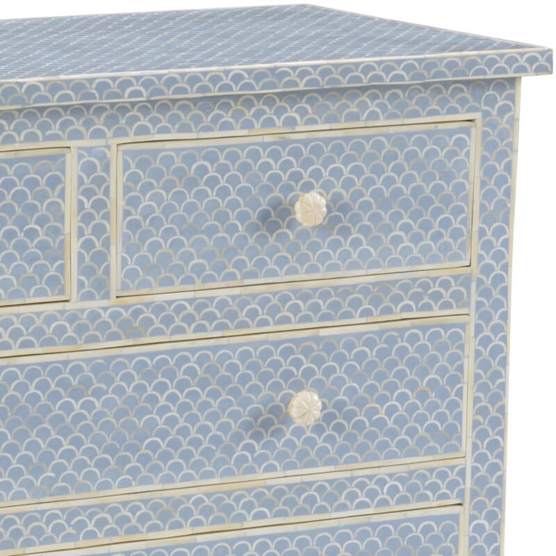 Bone Inlay Chest of Drawer, Bone Inlay Fish Scale Pattern Dresser, Bone ...
