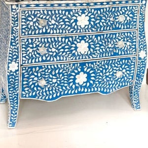 Mother of Pearl Inlay Chest of Drawer, MOP Inlay Dresser Blue, MOP ...