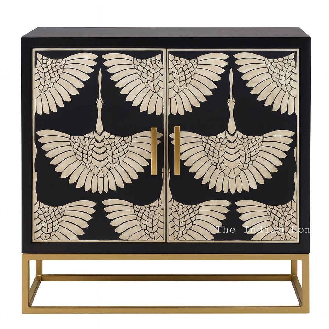 Bone Inlay Swan Chest of Drawer, Bone Inlay Dresser, Bone Inlay ...