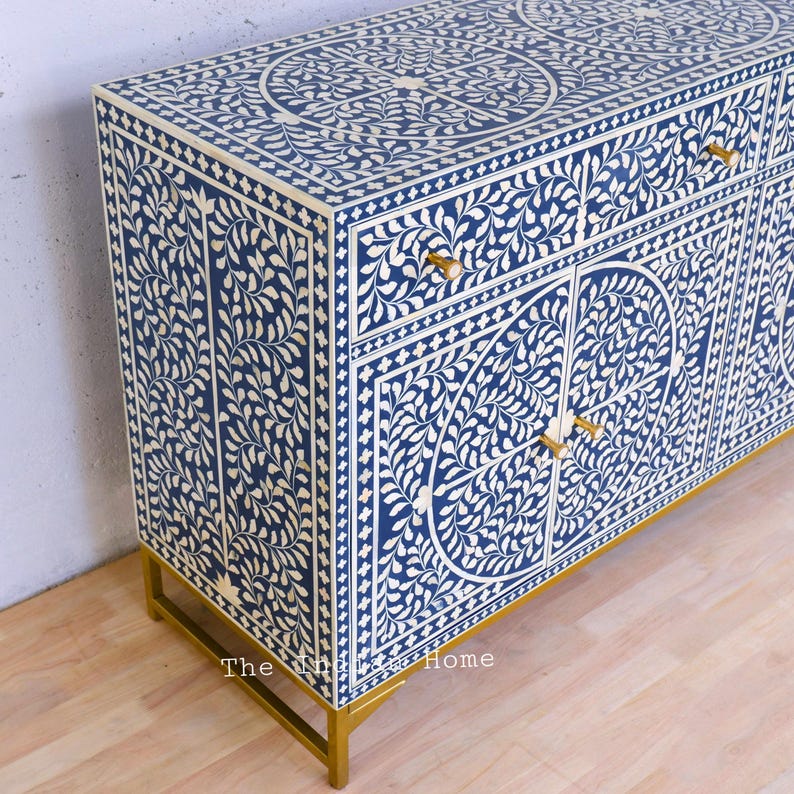 Bone Inlay Buffet Navy, Bone Inlay Dresser, Bone Inlay Sideboard, Bone ...