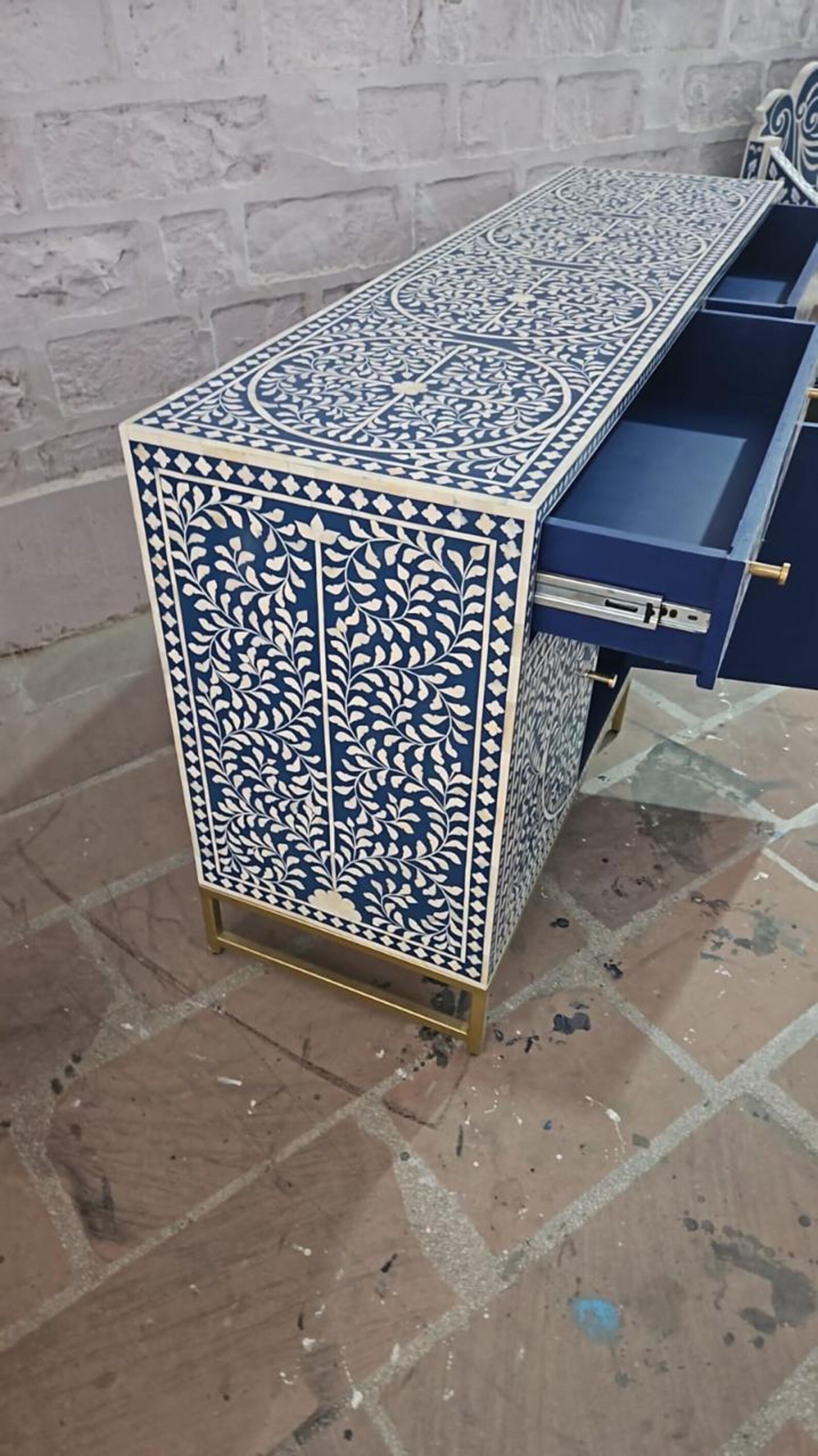 Bone Inlay Buffet Navy, Bone Inlay Dresser, Bone Inlay Sideboard, Bone ...