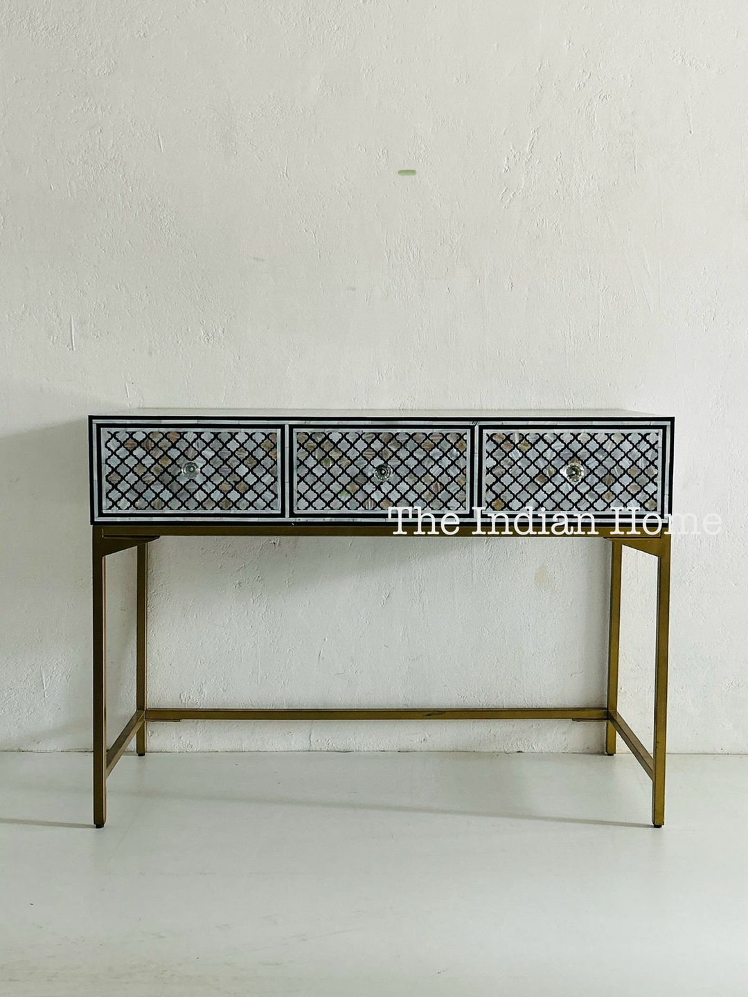 Mother of Pearl Inlay Console Table, MOP Inlay Entryway Table With ...