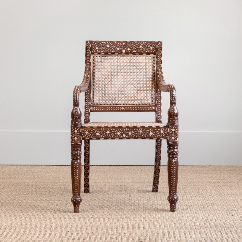 Bone Inlay Chair,bone Inlay and Cane Chair, Bone Inlay Furniture - Etsy