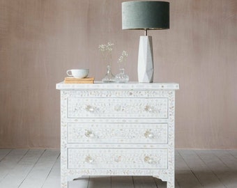 Mother of Pearl Inlay Chest of Drawer, MOP Inlay Dresser, Inlay ...