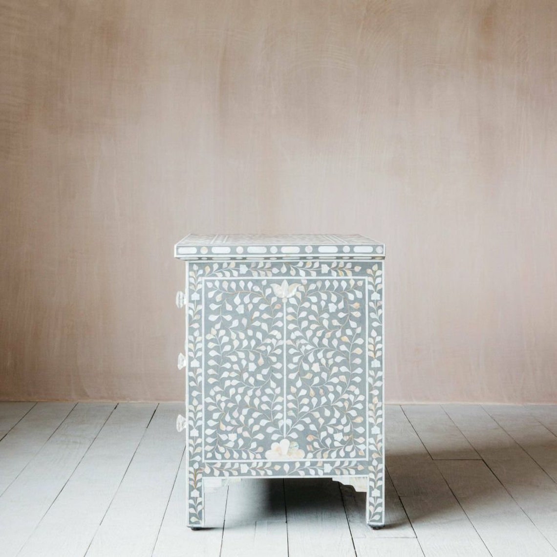 Mother of Pearl Inlay Chest of Drawer, MOP Inlay Dresser, Inlay ...