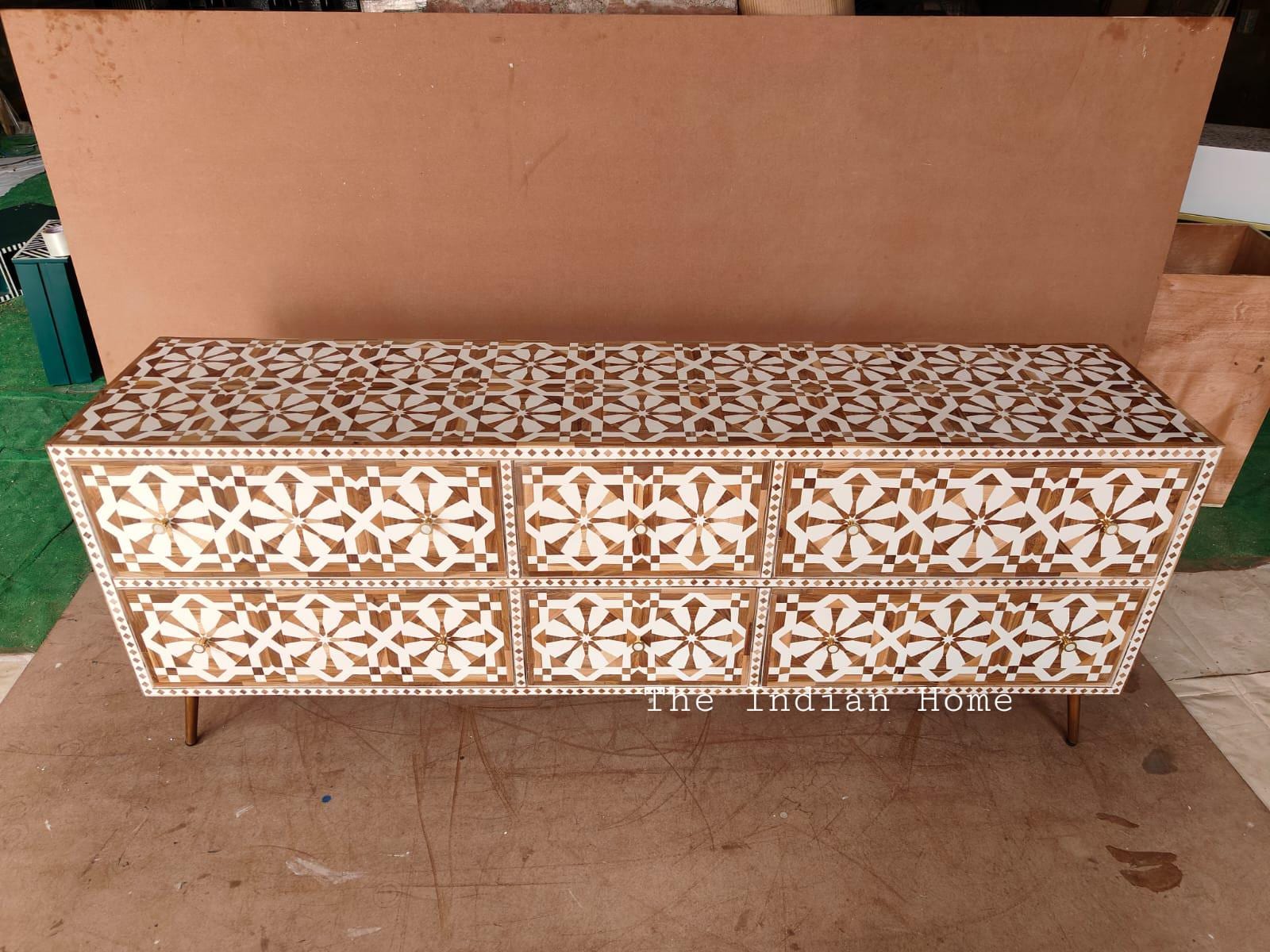 Teak Wood Inlay Cabinet, Teak Inlay Console, Teak Wood Inlay Sideboard ...