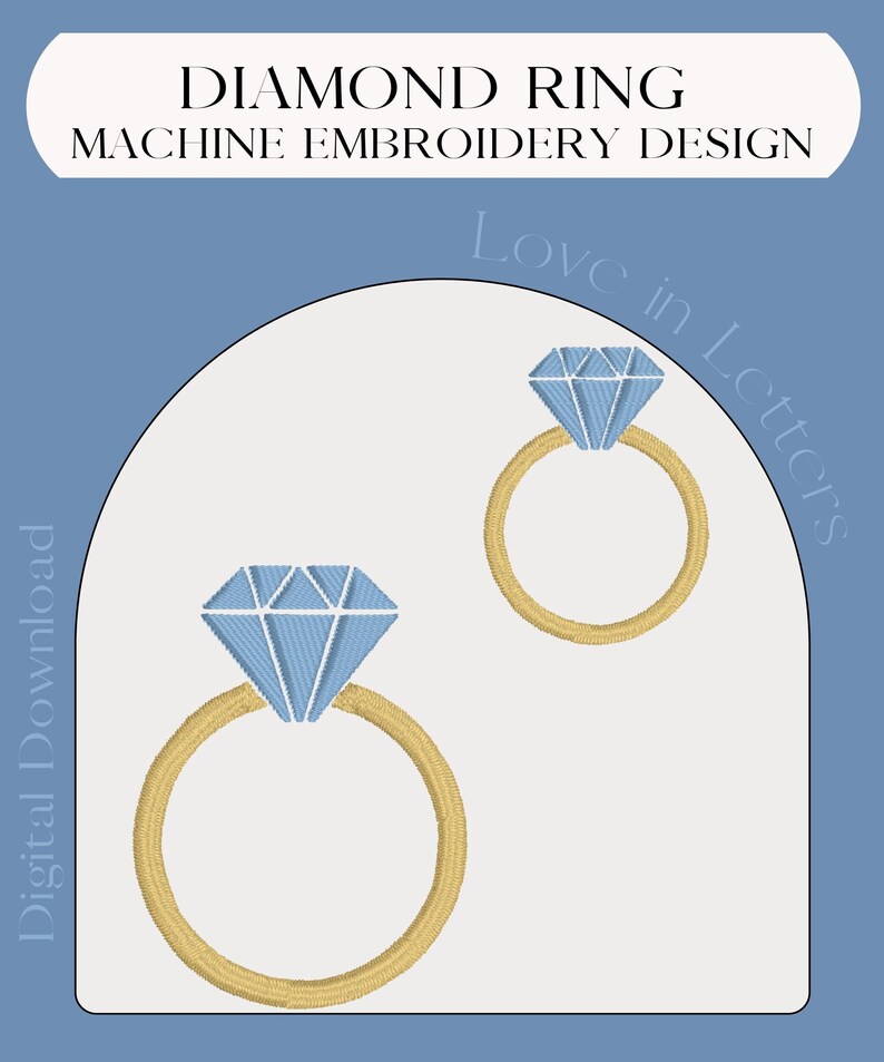 Diamond Engagement Ring Machine Embroidery Design Digital - Etsy