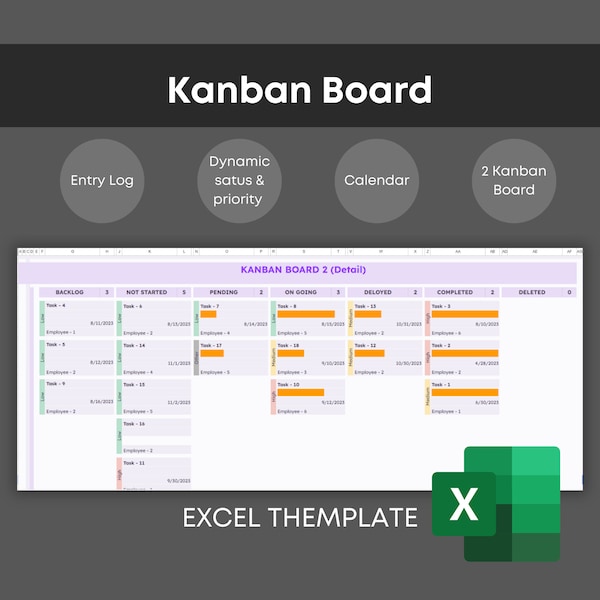 Kanban Board Excel - Etsy