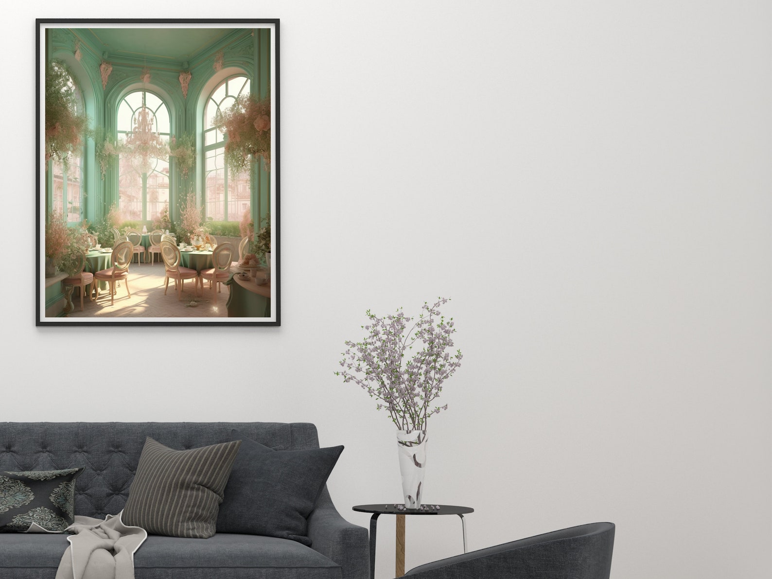 Tea Room Painting | Vintage Muted Wall Art | Digital PRINTABLE ...