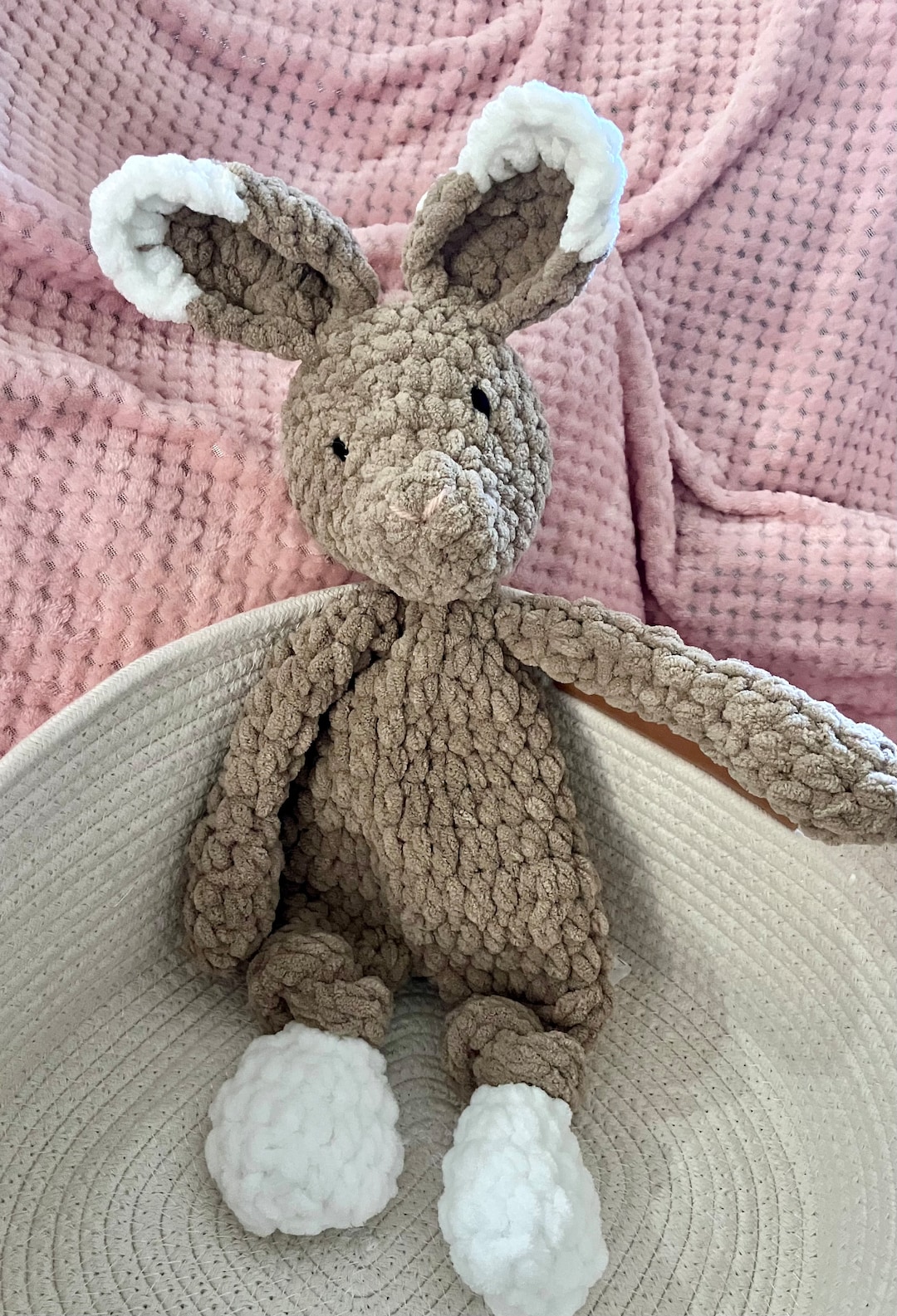 Riley the Rabbit Snuggler Knotted Lovey / Farmhouse Decor / Emotional ...