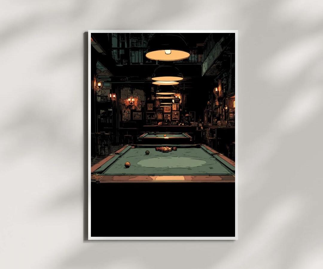 Vintage Pool Hall Poster | Billiards Room Print | Digital Print - Etsy
