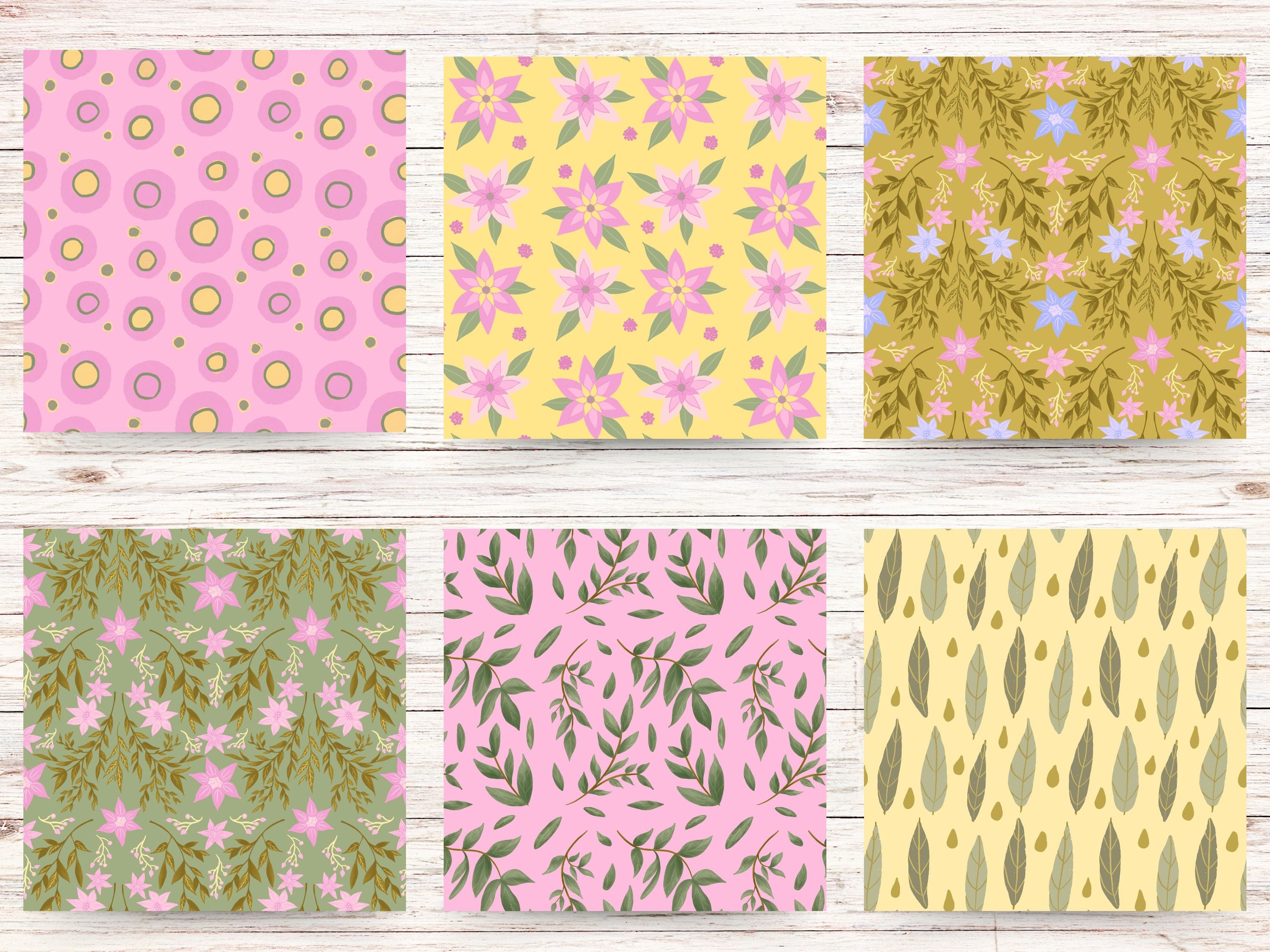 Spring Digital Paper Seamless Pattern Hand Drawn Floral Spring ...