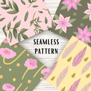 Spring Digital Paper Seamless Pattern Hand Drawn Floral Spring ...
