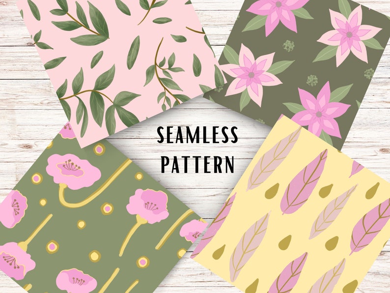 Spring Digital Paper Seamless Pattern Hand Drawn Floral Spring ...