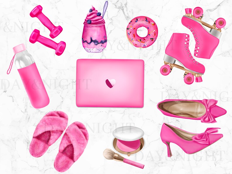 Pink Stickers, Digital Girly Stickers, Fashion Girl Clipart Png, Glam ...