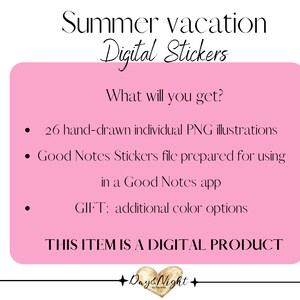 Summer Travel Vacation Digital Stickers, Beautiful Summer Illustrations ...