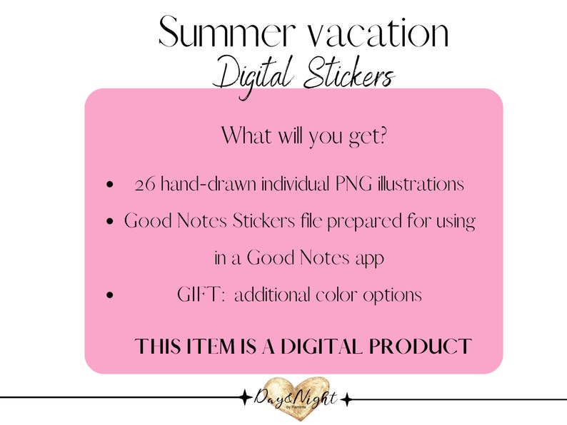 Summer Travel Vacation Digital Stickers, Beautiful Summer Illustrations ...