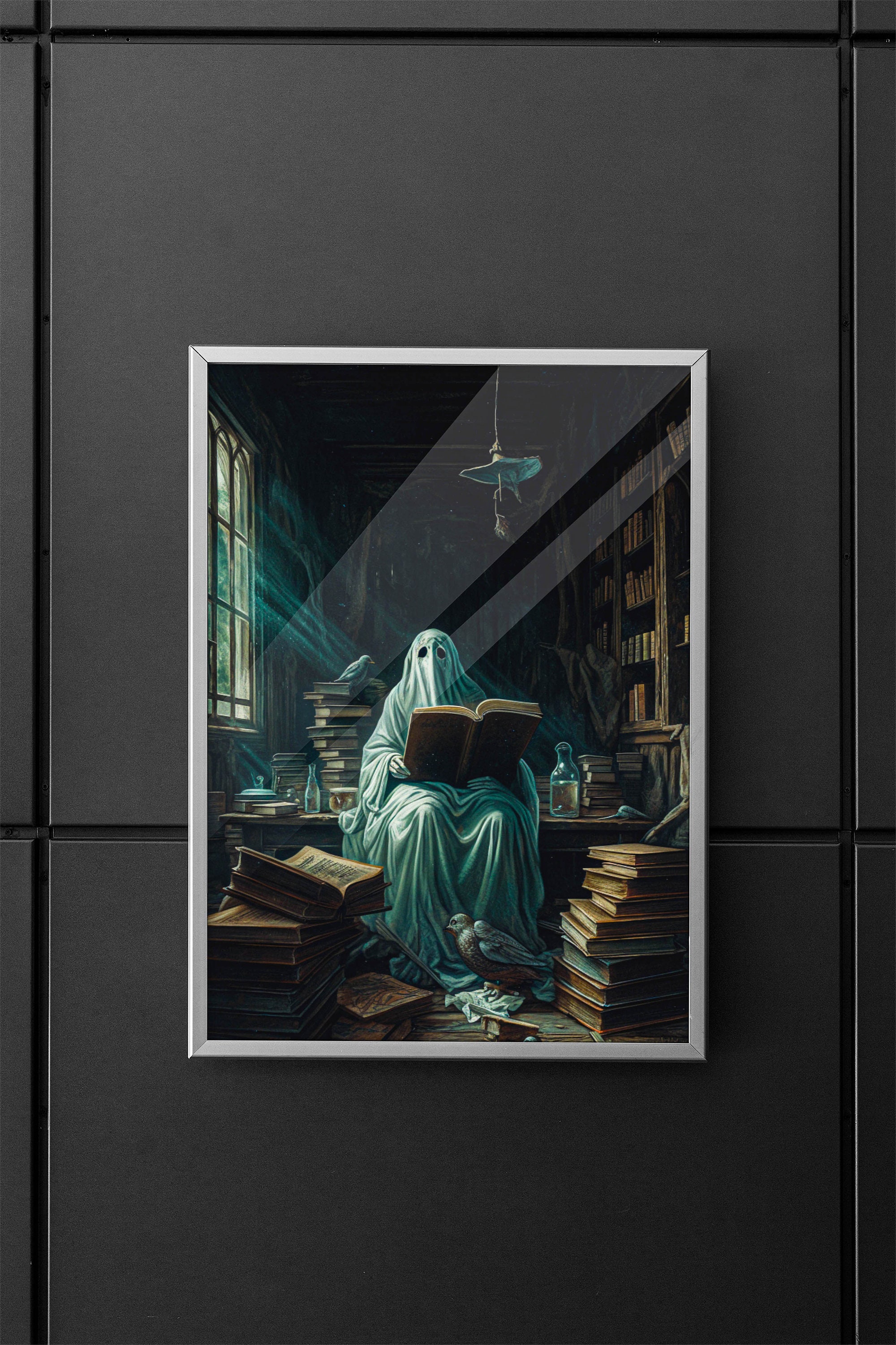 Ghost in Abandoned Library Print, Reading Lover Gift, Ghost in Library ...