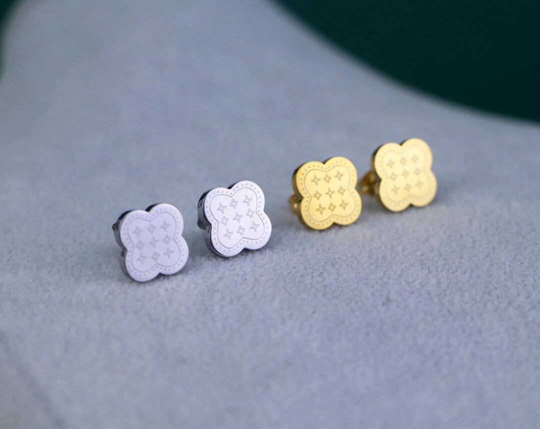 Non Tarnish 18k Gold Filled Clover Flower Stud Earrings,silver Gold ...