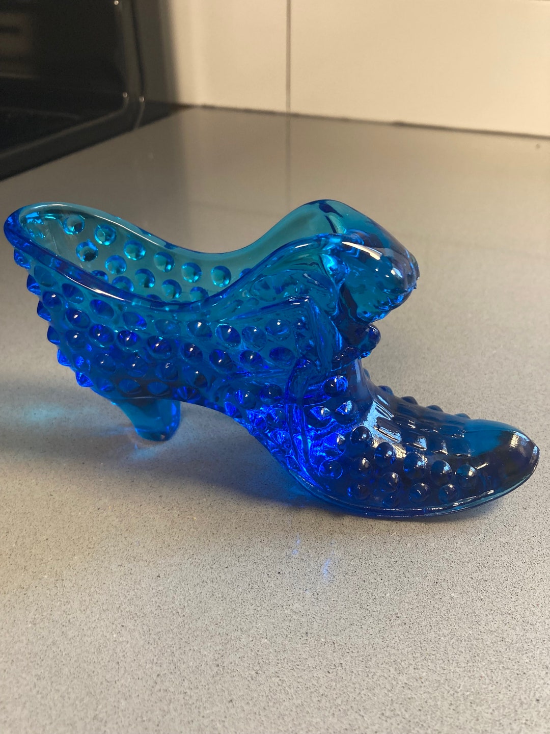 Vintage Fenton Cobalt Blue Hobnail Glass Shoe, Perfect Condition - Etsy