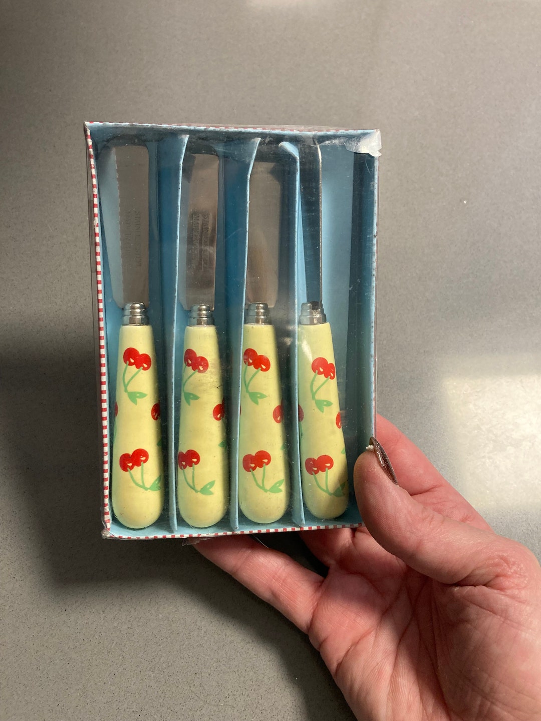 Yellow and Cherry Decorated Stainless Steel Vintage Spreaders - Etsy