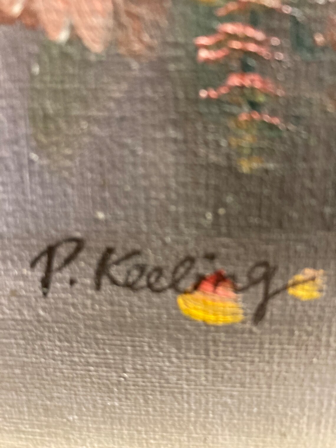 Stunning Signed P Keeling Oil Painting Flowers in Vase in Exquisite ...