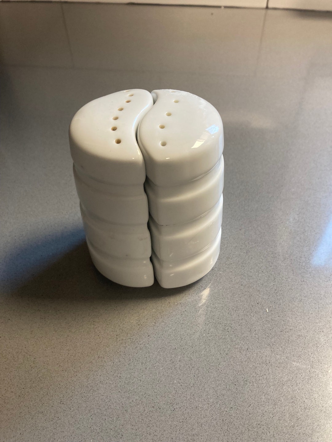 Fitz and Floyd Matching/connecting White Ceramic Salt and Pepper ...
