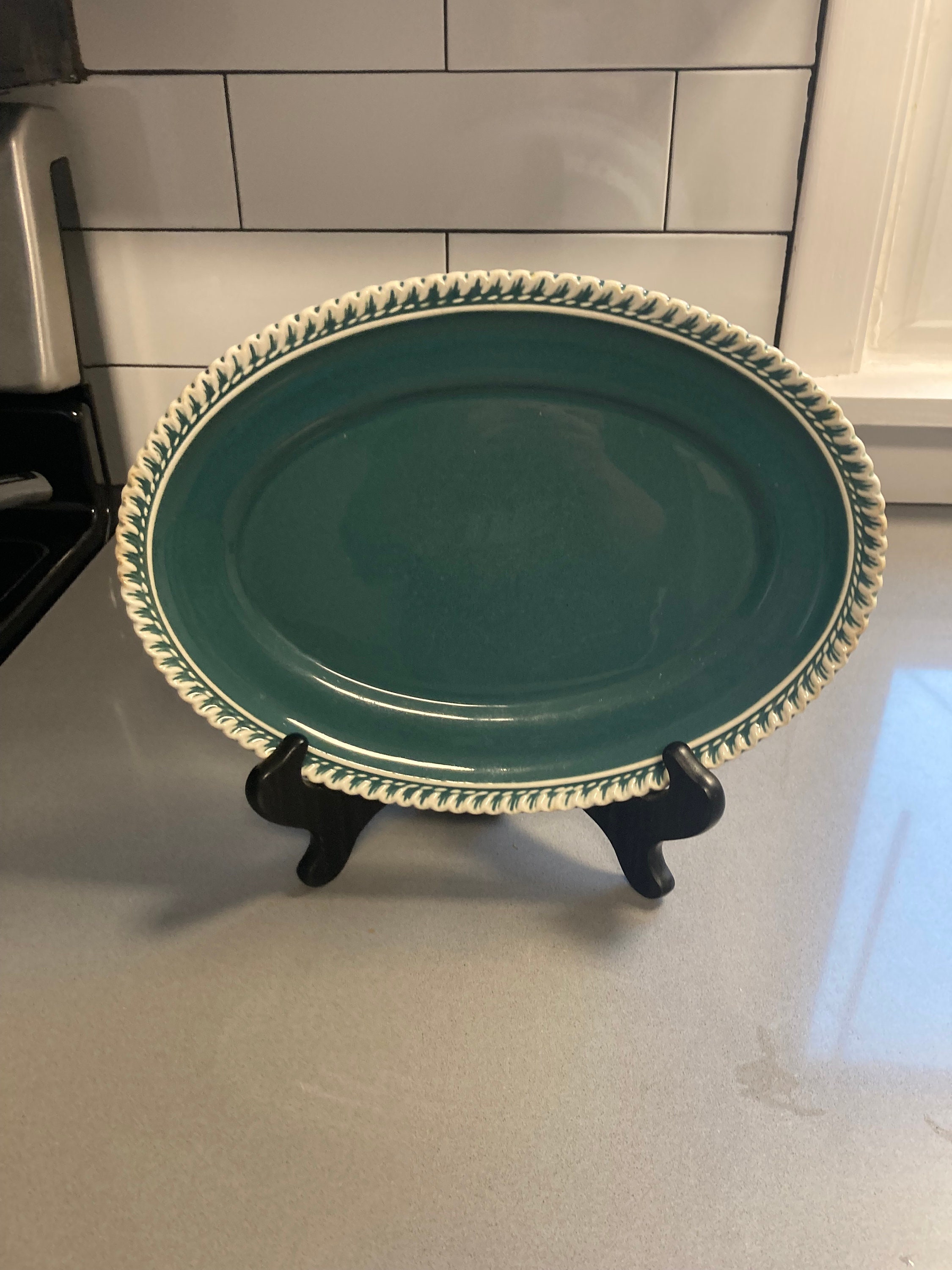 Harkerware Pottery Serving Dish-green - Etsy
