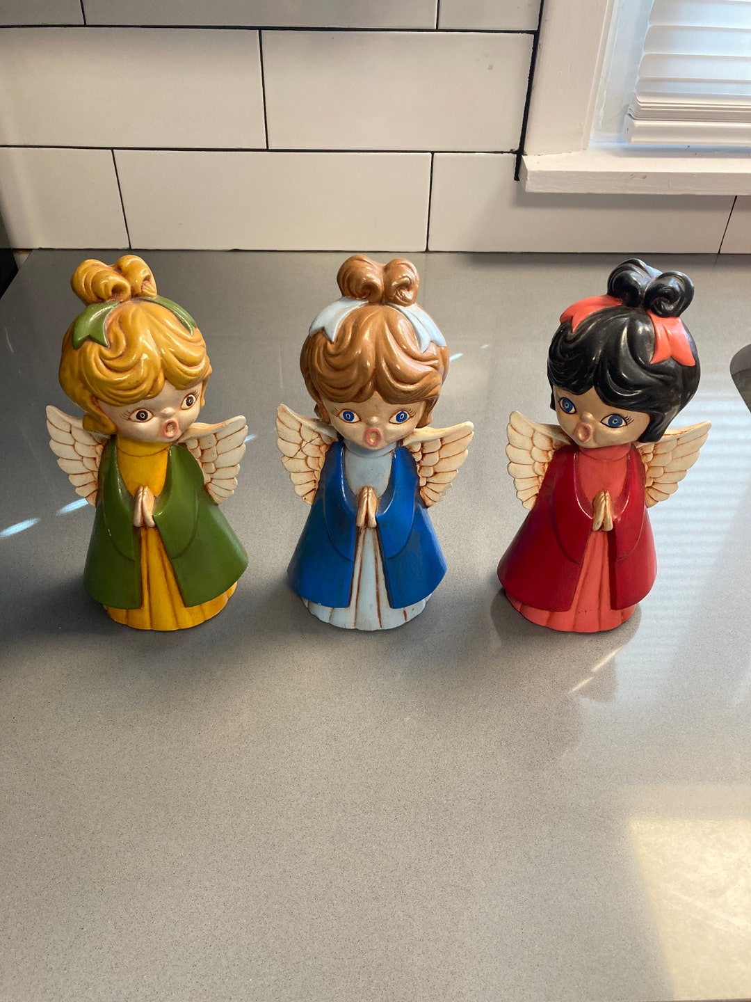 1983 Vintage Painted Holland Mold Ceramic Angels Set of 3 - Etsy