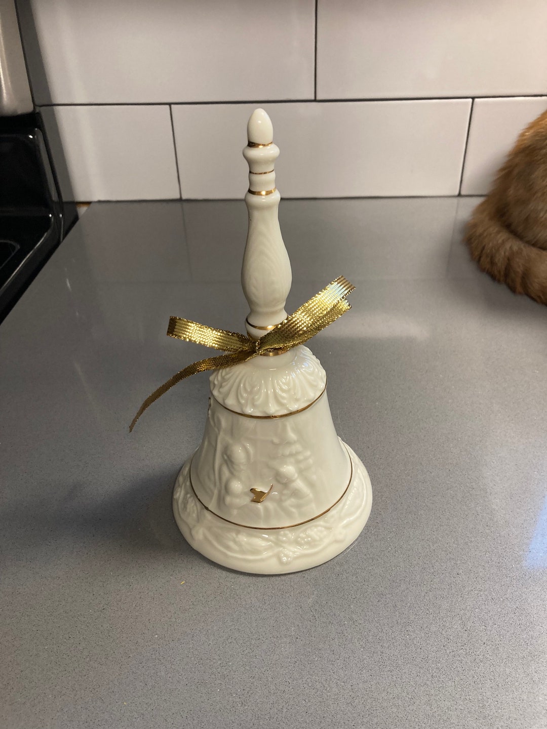 Large Nativity Scene Porcelain Christmas Bell With Gold Accents - Etsy