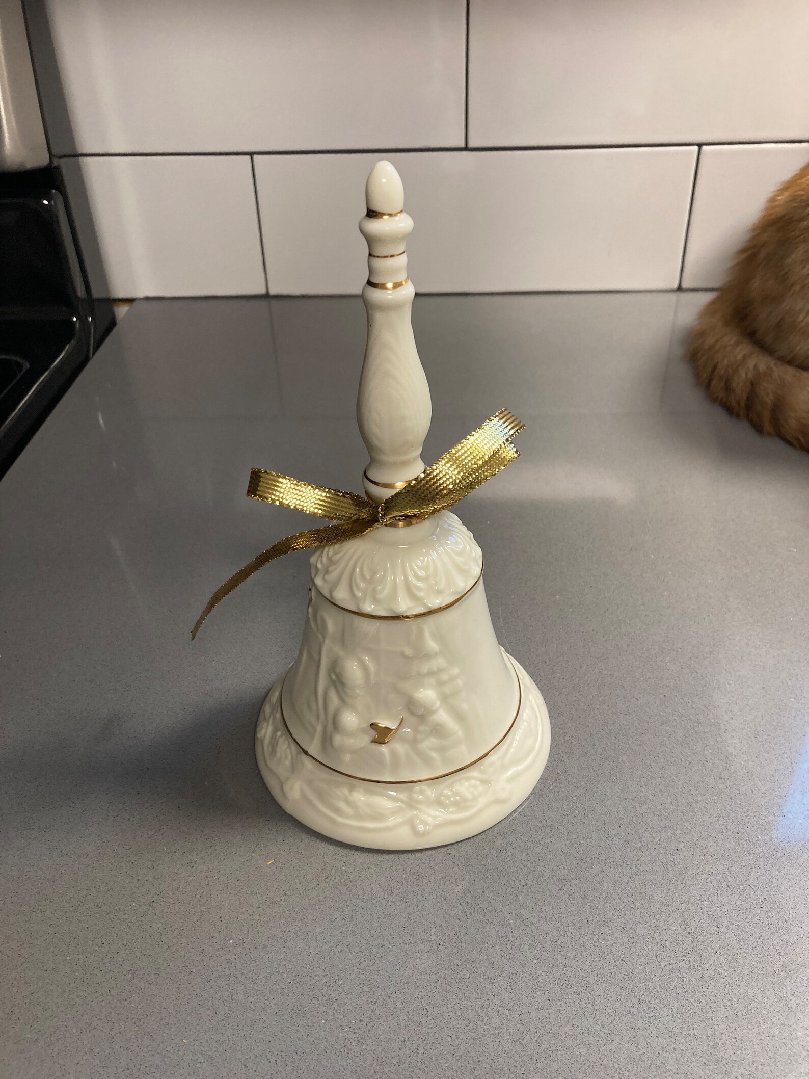 Large Nativity Scene Porcelain Christmas Bell With Gold Accents - Etsy