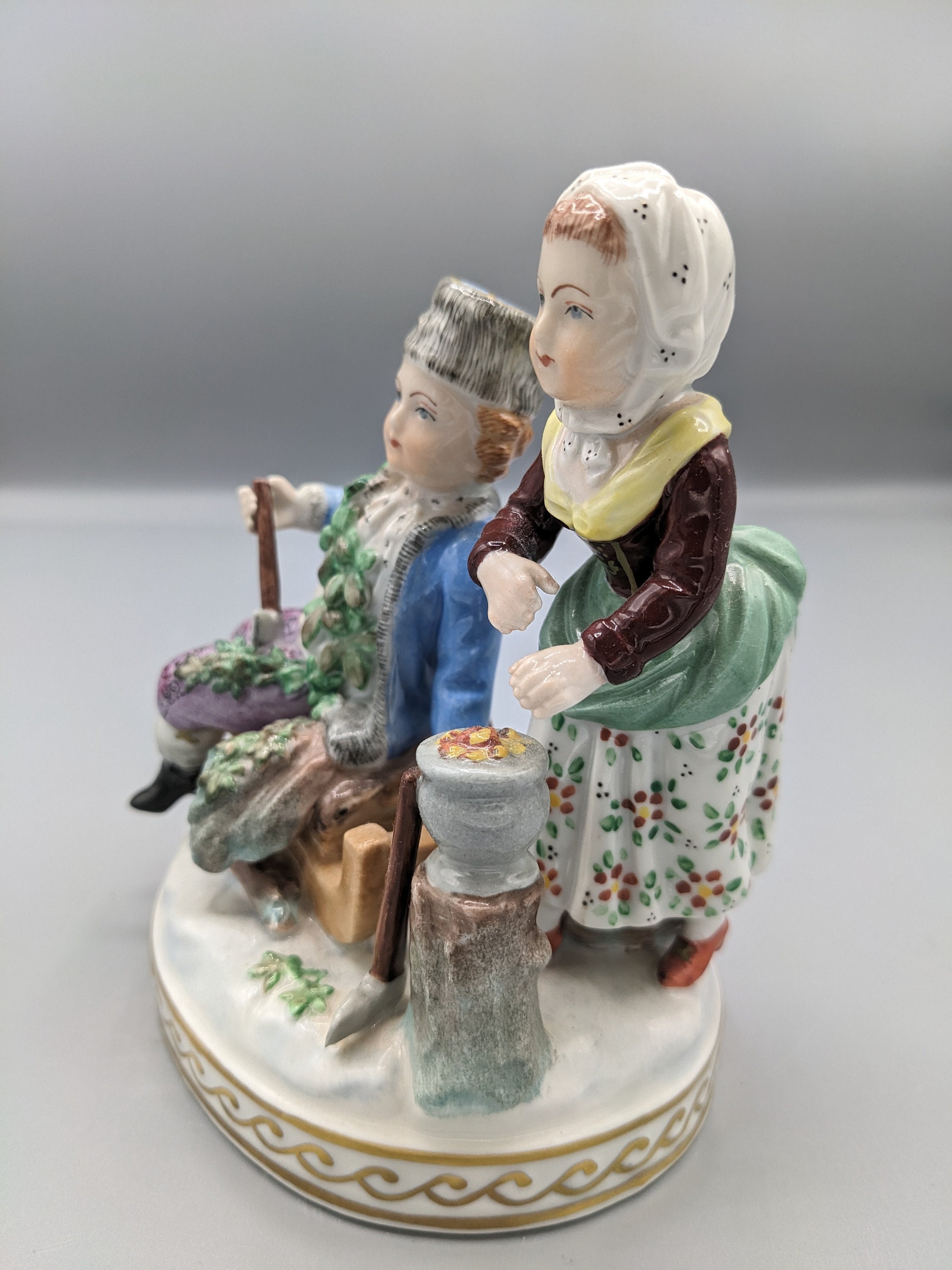 Antique Germany Carl Thieme Dresden Meissen Porcelain Figurine Winter ...