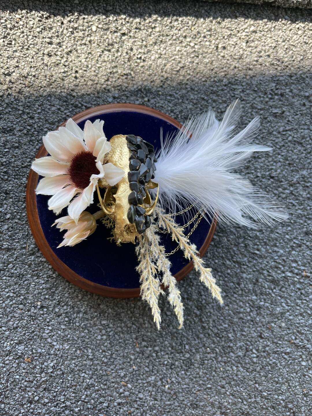 Mink Skull Plaque With Obsidian Chips - Etsy