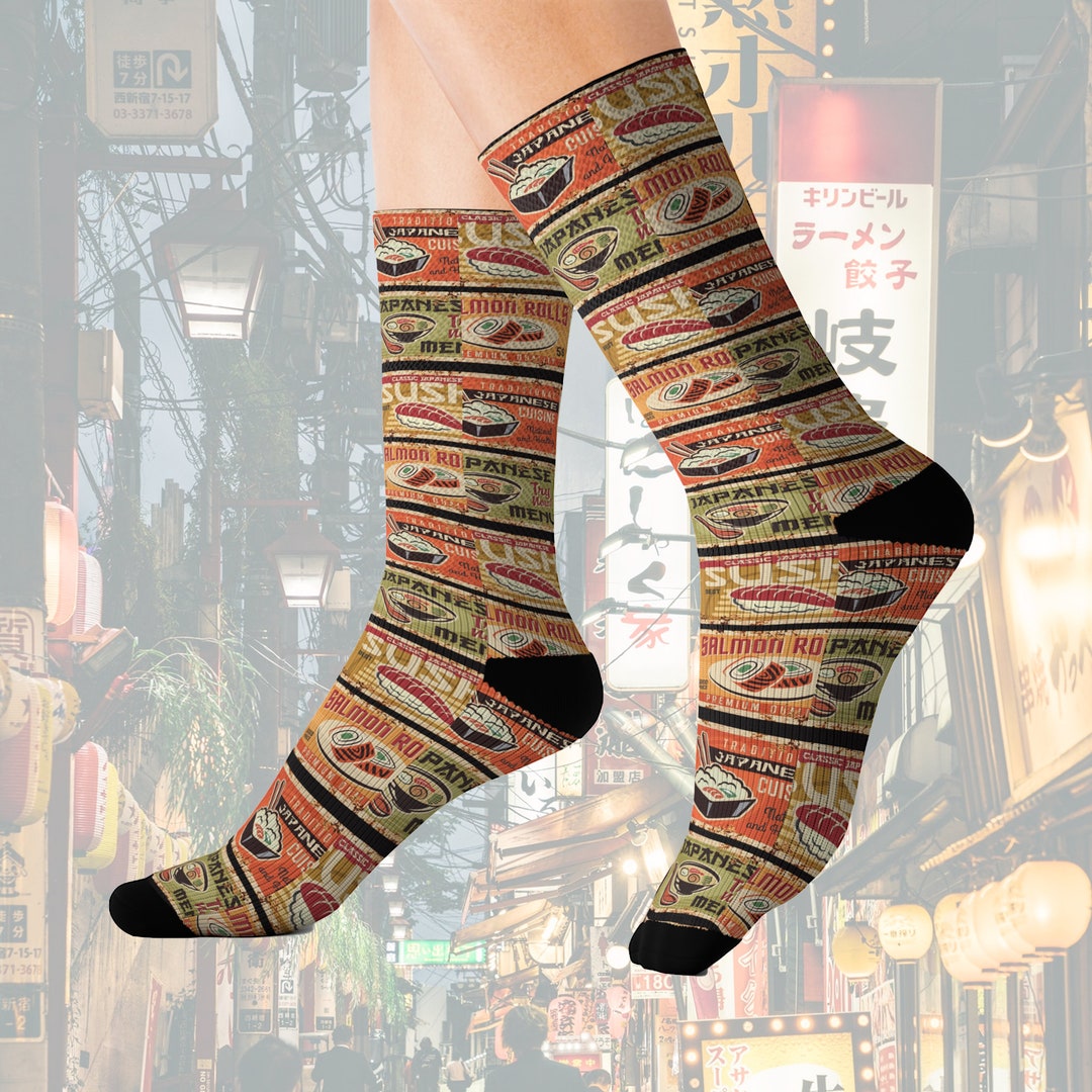 Old Japanese Signs Socks, Japan, Japanese, Sushi, Ramen, Gift for Him ...