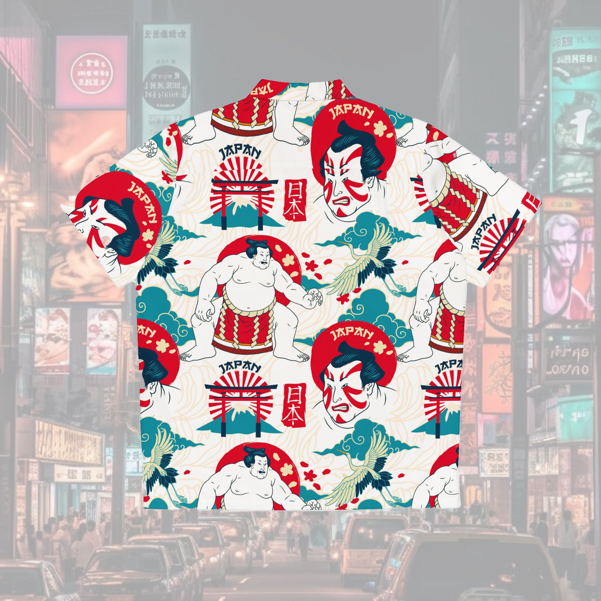 Japanese Sumo Hawaiian Shirt Retro Style, Japan, Sumo, Sumo Wrestler ...