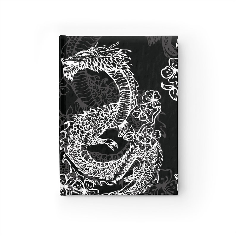 Black and White Dragon Journal - Blank Pages, Japanese Dragon, Unlined ...
