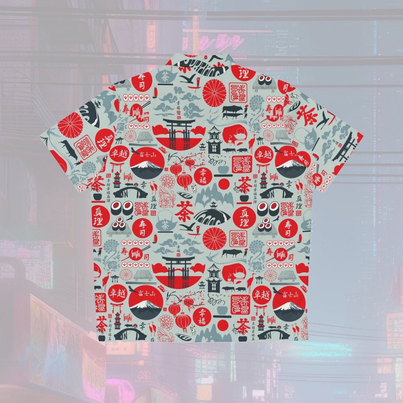 Japan Icons Men's Hawaiian Style Shirt, Japan, Japanese, Tori Gate ...