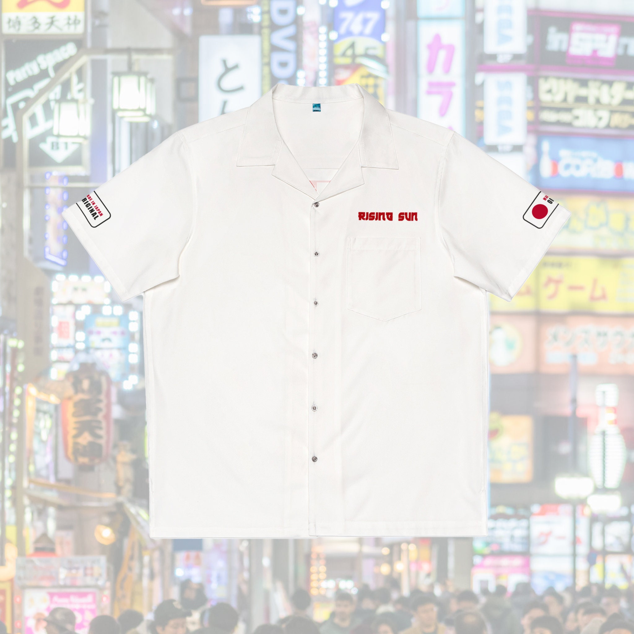 Rising Sun Hawaiian Shirt Retro Japanese Style, Rising Sun, Wave ...