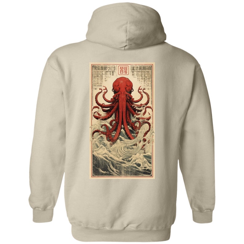 Vintage Japanese Octopus Print Hoodie, Japan, Octopus, Cold Weather - Etsy