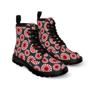 Kamikaze Flag Pattern Women's Canvas Boots, Japanese Flag, Japan Theme ...