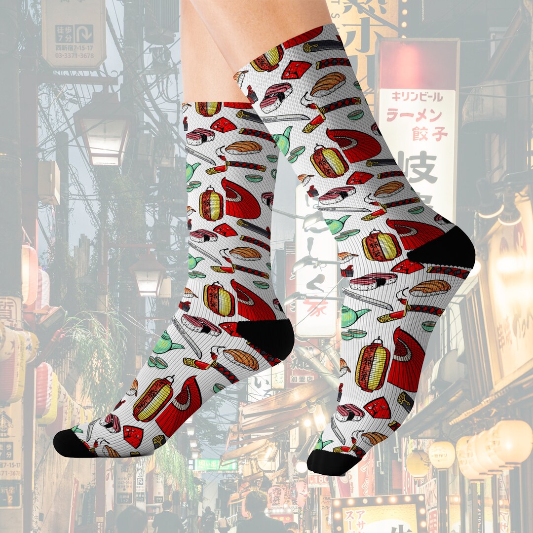 Swords and Sushi Socks, Japan, Japanese, Swords, Sushi, Samurai, Katana ...