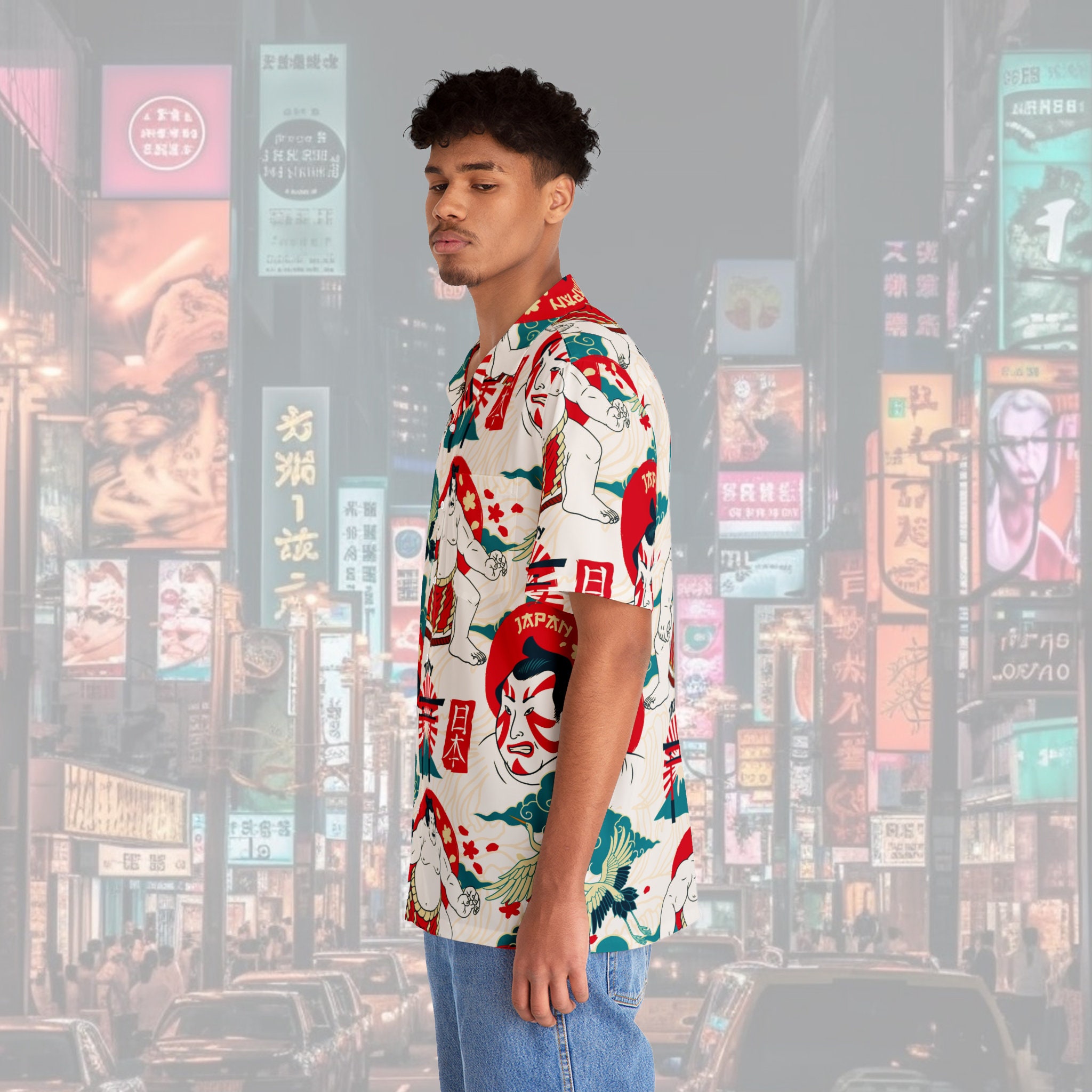 Japanese Sumo Hawaiian Shirt Retro Style, Japan, Sumo, Sumo Wrestler ...