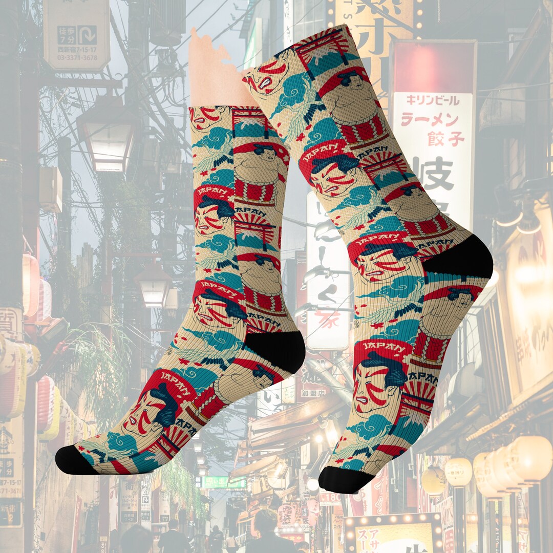 Sumo Wrestler Socks, Japanese Retro Style, Crazy Dress Socks - Etsy