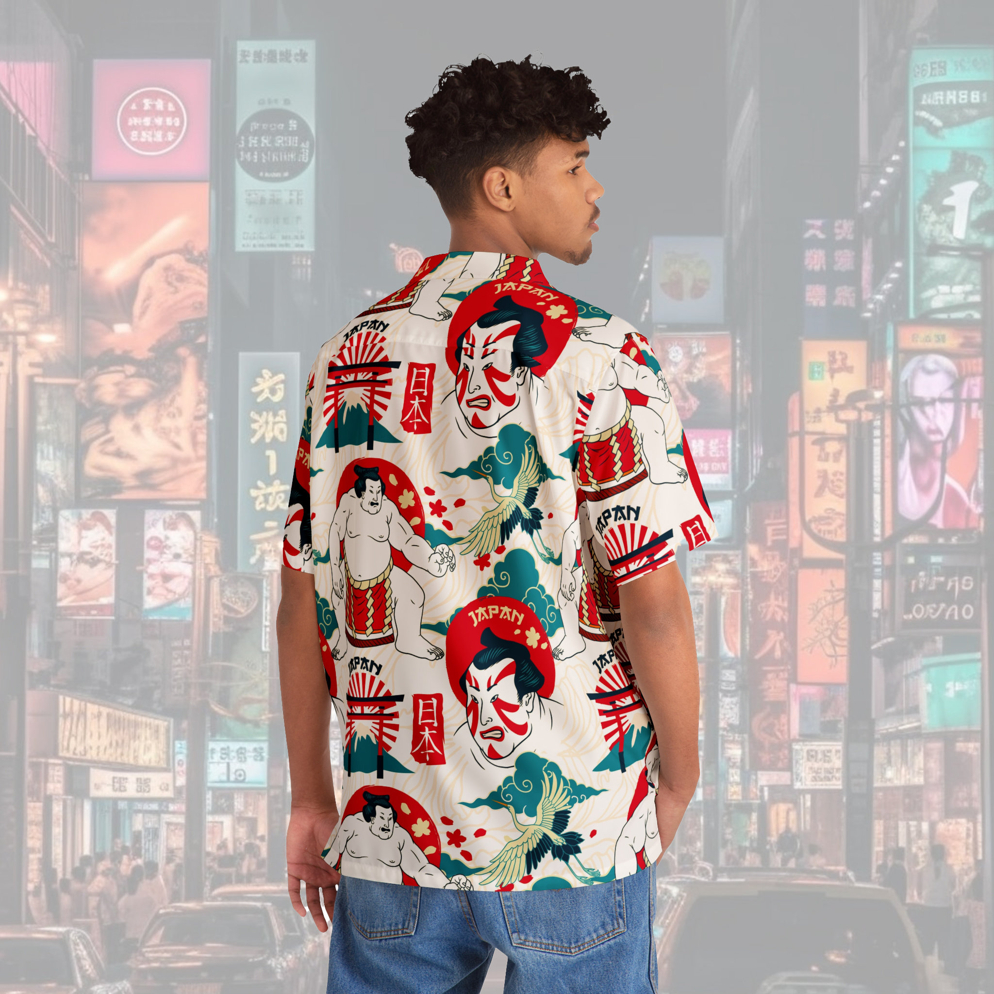 Japanese Sumo Hawaiian Shirt Retro Style, Japan, Sumo, Sumo Wrestler ...