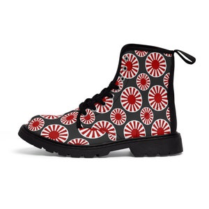 Kamikaze Flag Pattern Women's Canvas Boots, Japanese Flag, Japan Theme, Fall Boots, Streetwear ...
